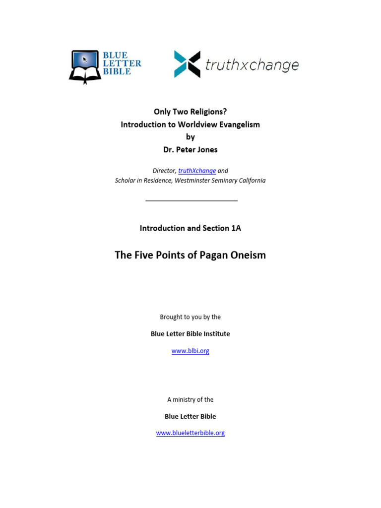 Lesson 1 Section 1A The Five Points of Pagan Oneism | PDF | Faith | God