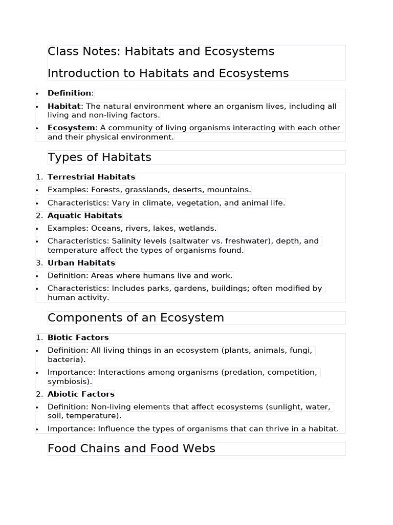 Understanding Habitats and Ecosystems | PDF