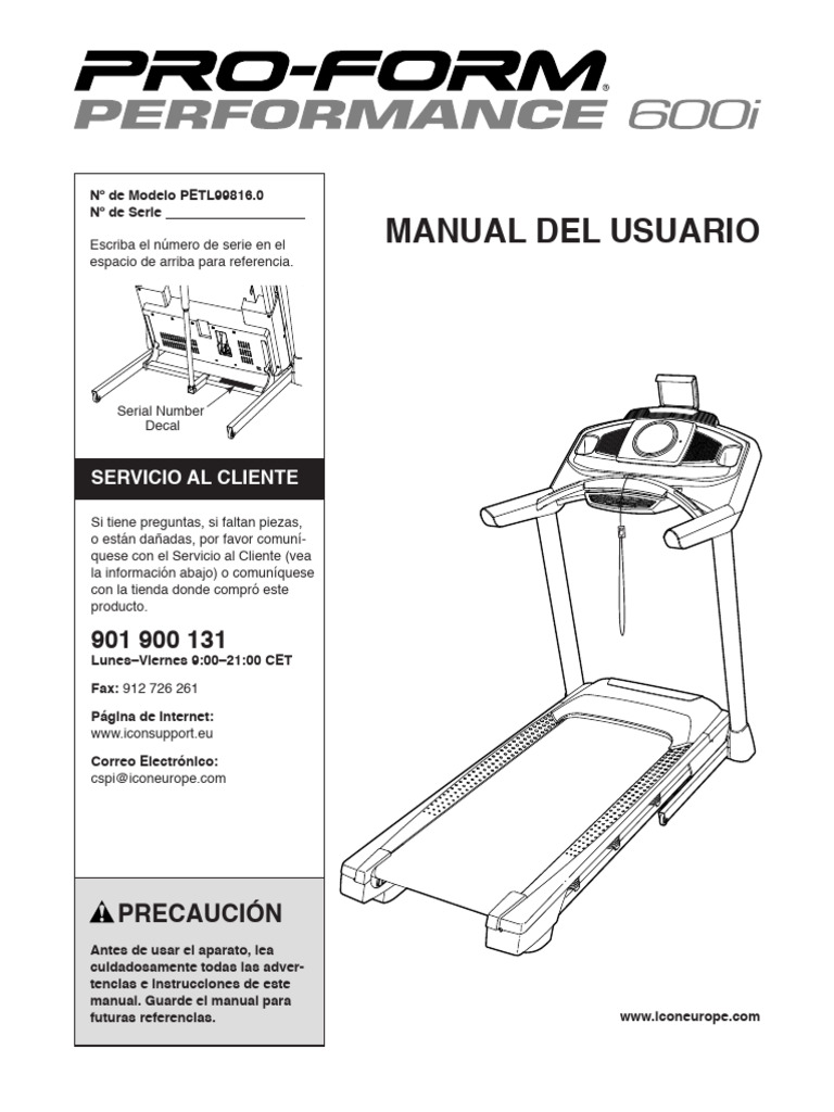 Manual Armado Trotadora Performance 600i Proform | PDF | Tornillo | Enchufes y tomas de ...