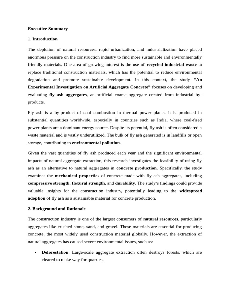 Executive Summary | PDF | Concrete | Construction Aggregate