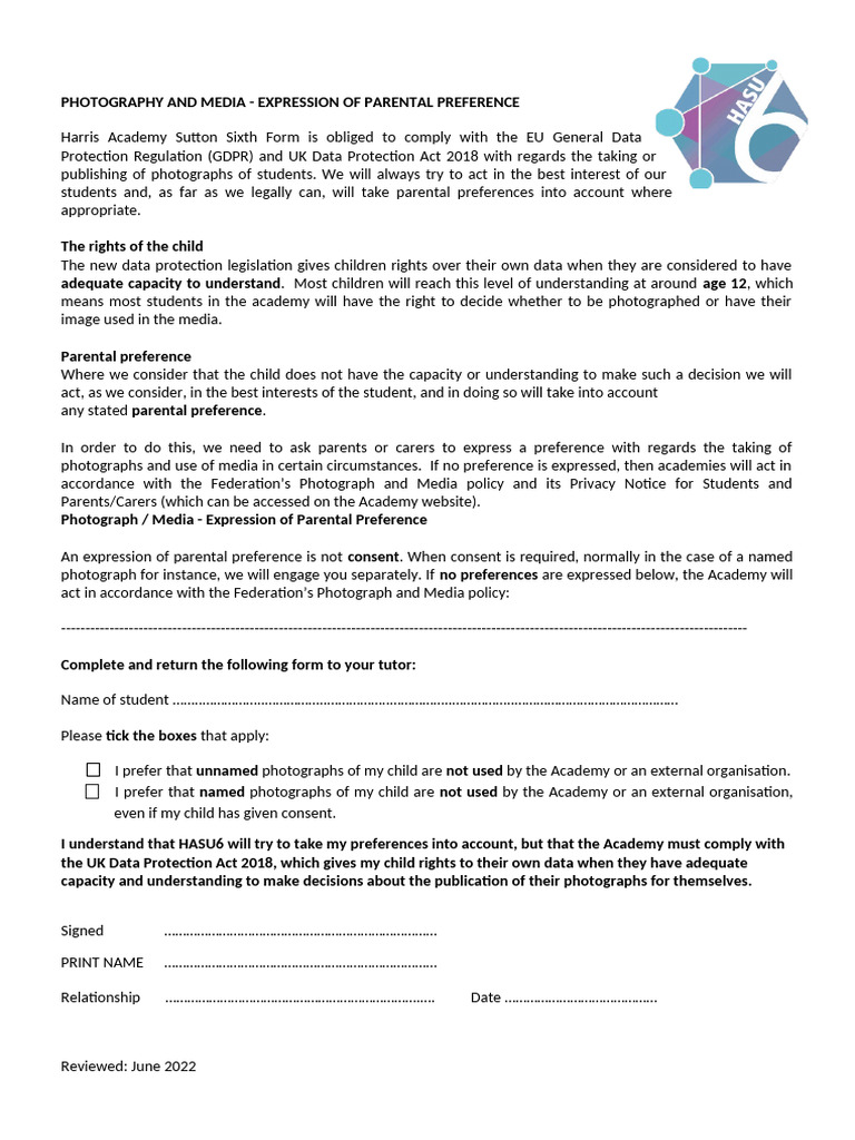 HSF Photography and Media Consent 2024-25 | PDF | Justice | Crime & Violence