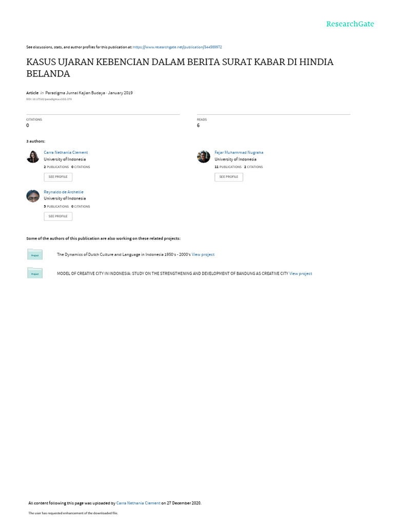 Kasus Ujaran Kebencian Dalam Berita Surat Kabar Di Hindia Belanda | PDF