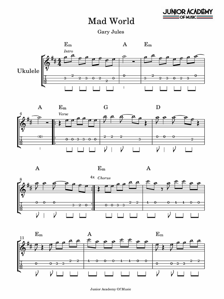 Mad World (Vocal Melody Tab) | PDF