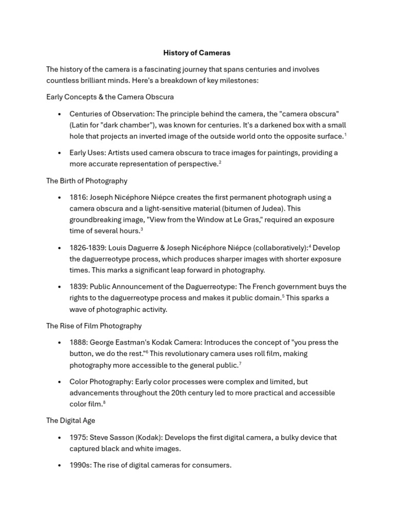 History of Cameras | PDF | Camera | Camera Lens