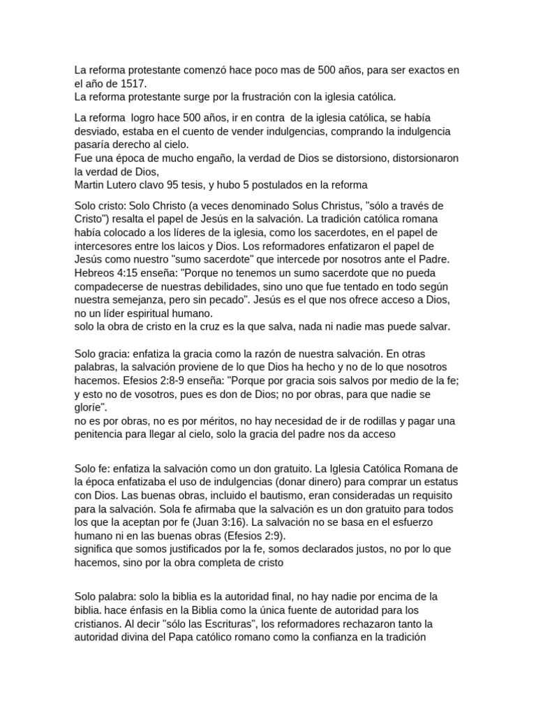 5 Solas | PDF | Familias denominacionales cristianas | Religiones abrahámicas