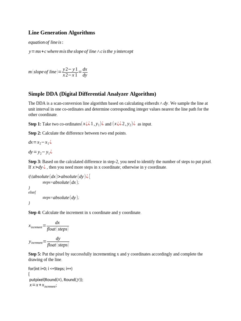 DDA Simple and Symmetrical | PDF | Algorithms | Arithmetic