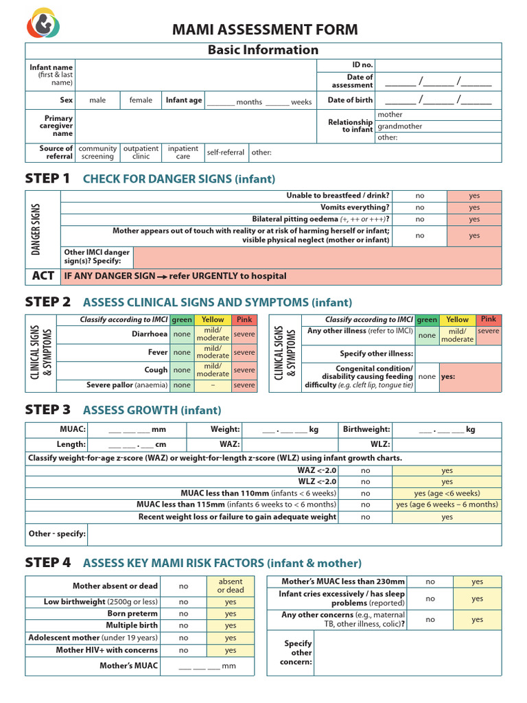 08.06.01.02. MAMI_FEEDING_ASSESSMENT_FORM_DMC | PDF | Infants | Health Care