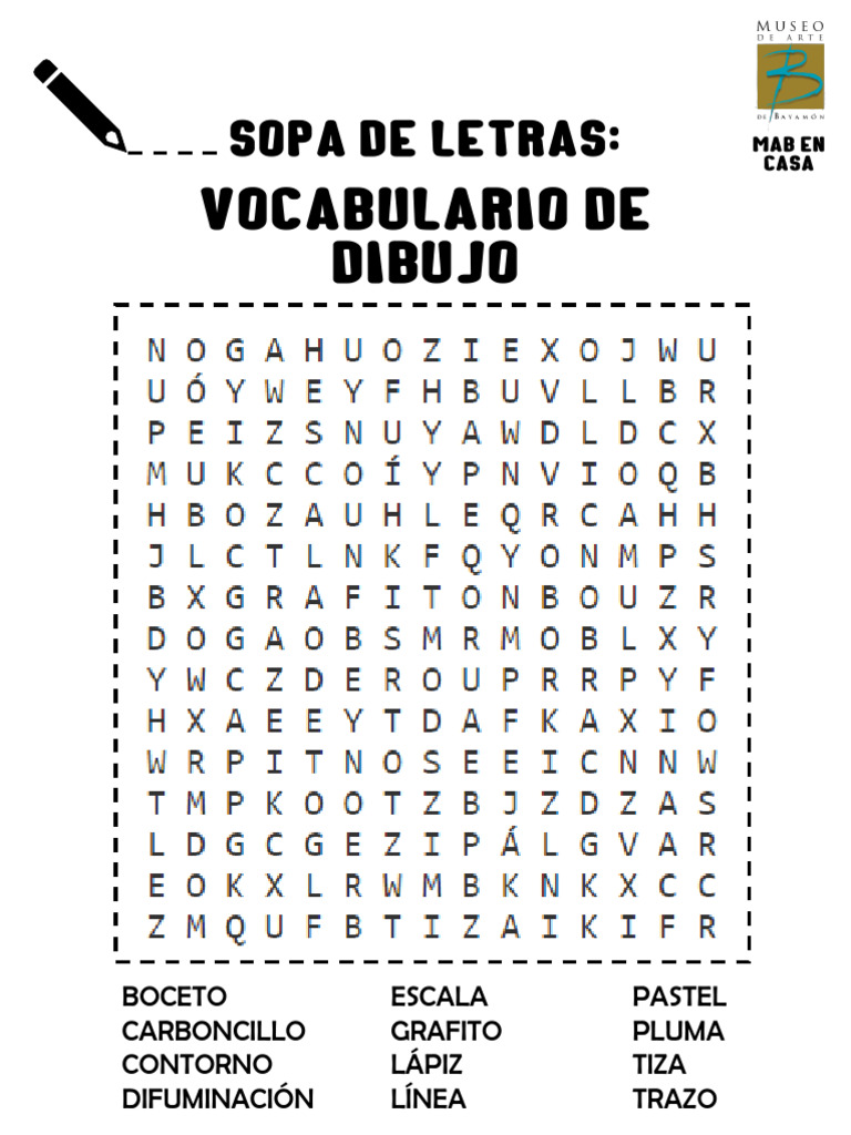 Sopa de Letras Vocabulario de Dibujo | PDF