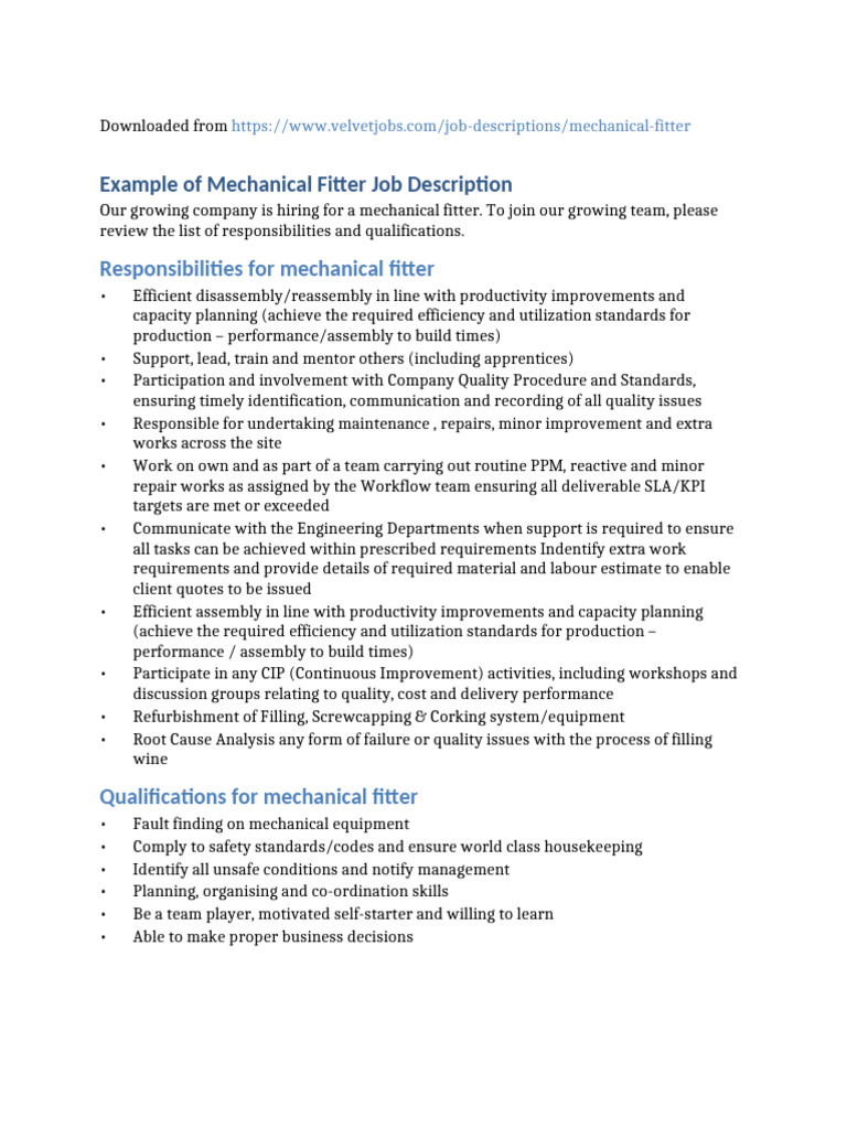 mechanical-fitter-v1 | PDF