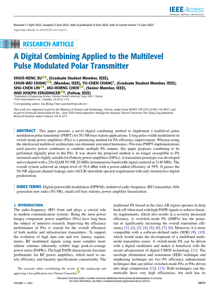 A Digital Combining Applied To The Multilevel Pulse Modulated Polar Transmitter | PDF ...