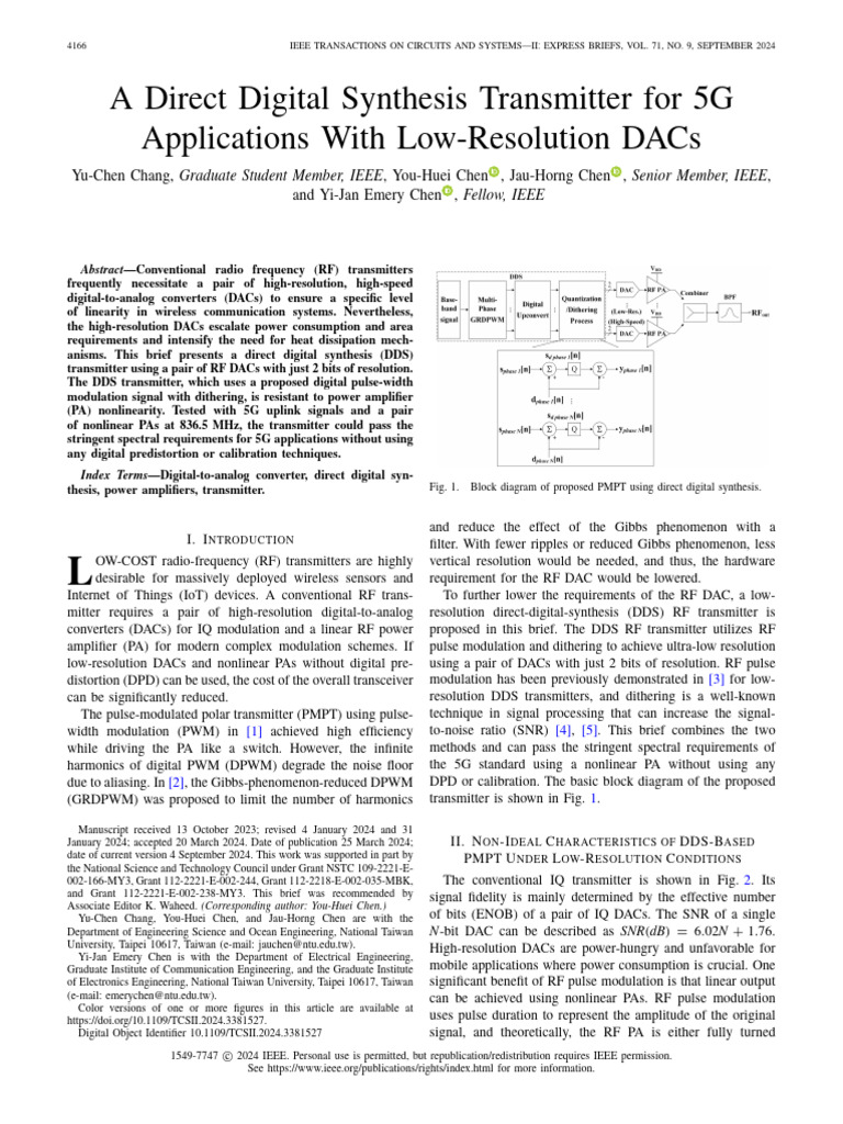 A Direct Digital Synthesis Transmitter For 5G Applications With Low ...