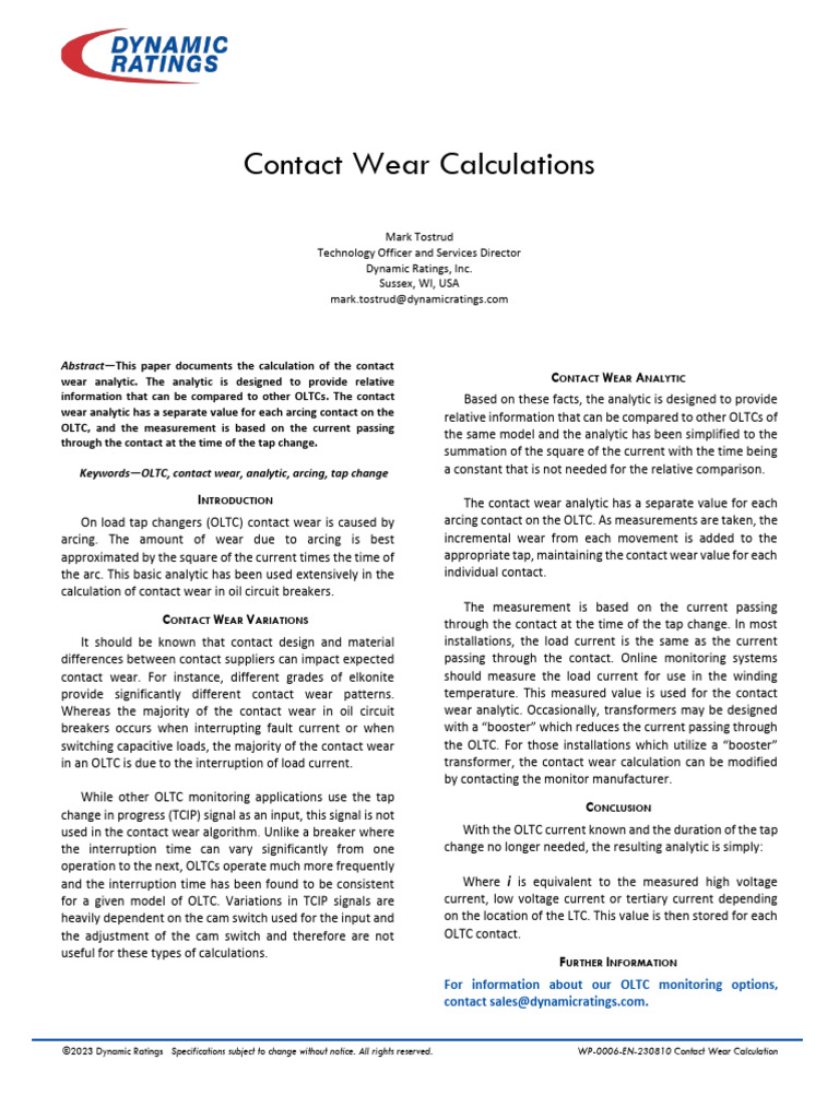 WP_0006_EN_230810_Contact_Wear_Calculation | PDF | Transformer ...