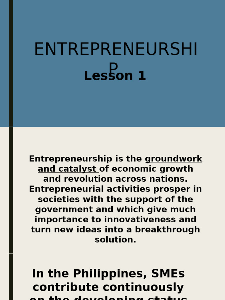 Entrepreneur Lesson | PDF | Entrepreneurship | Cognition