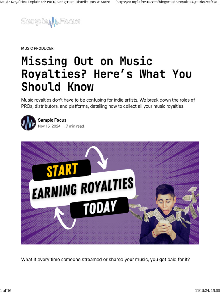 Music Royalties Explained - PROs, Songtrust, Distributors & More | PDF ...