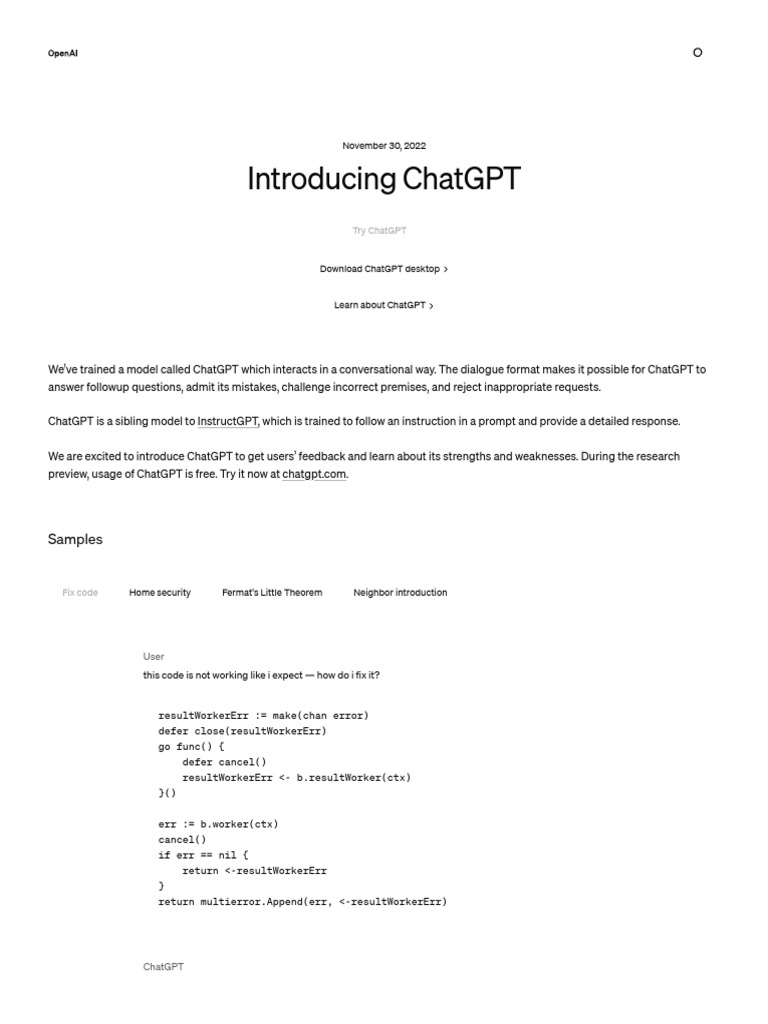 Introducing ChatGPT - OpenAI | PDF | Computing
