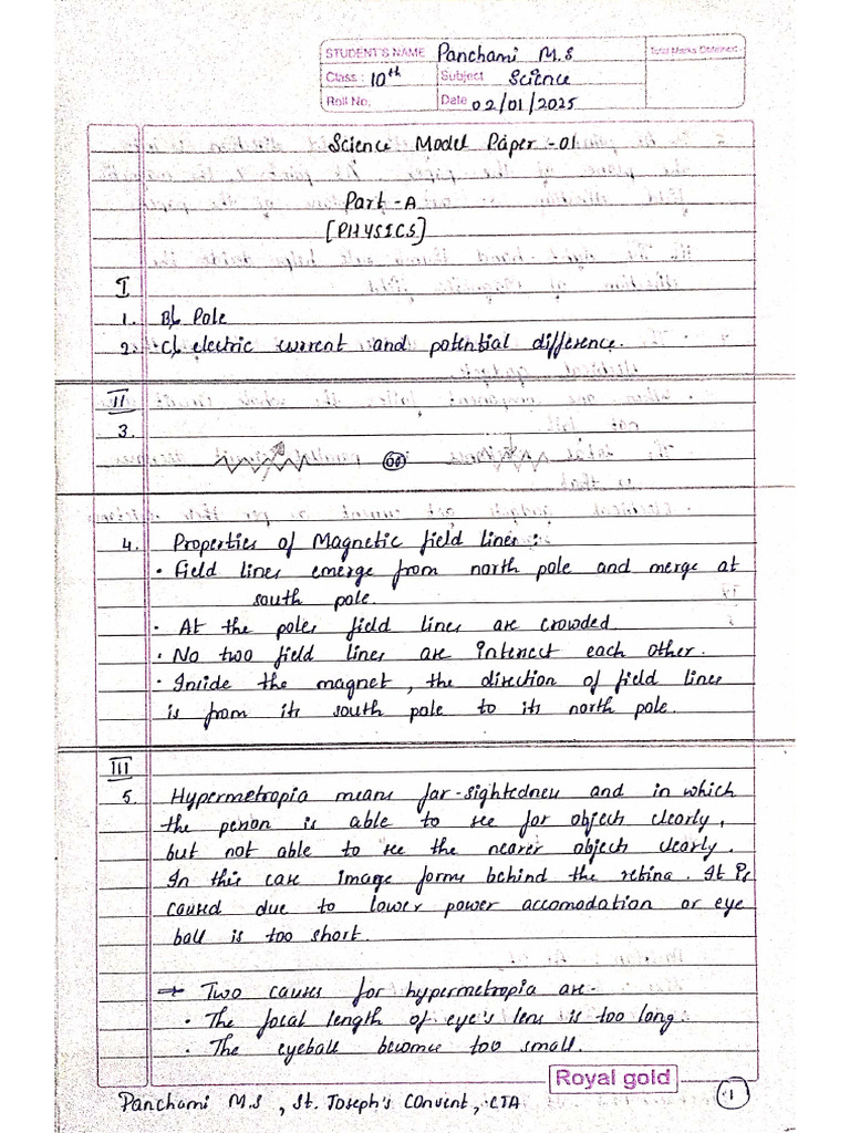 801479430850547308 10th Std Science Model Question Paper-1 Key Answers Eng Version From Panchami ...