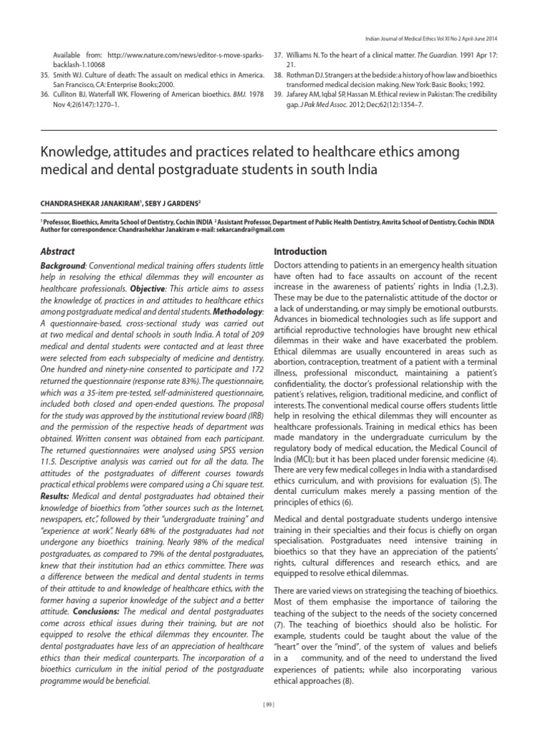 Janakiram C ethique | PDF | Bioethics | Medicine