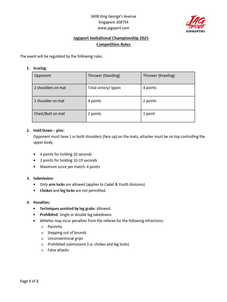 JIC25 - Competition Rules - Final | PDF | Professional Wrestling | Sports