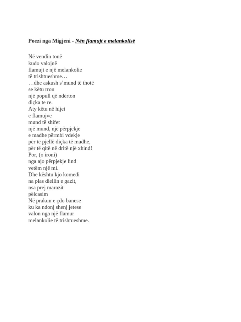 Poezi Nga Migjeni | PDF