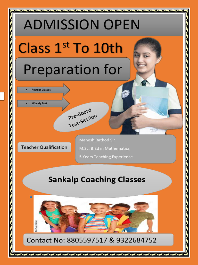 Admission Open: Classes 1-10 at Sankalp | PDF