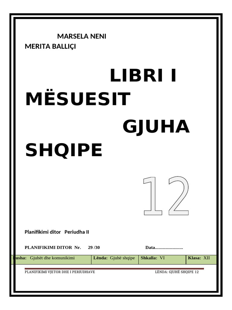 Libër Mësuesi Gjuha Shqipe Jonida | PDF