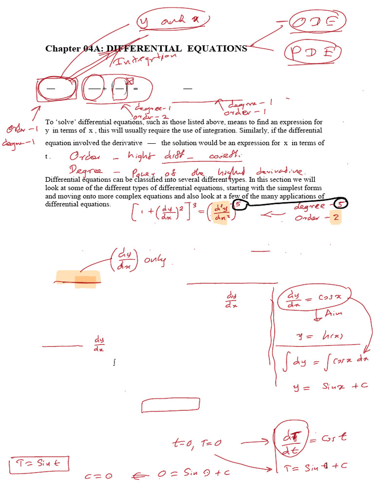 Chapter 04A - Differential Equations - Annotated | PDF | Equations | Mathematical Objects
