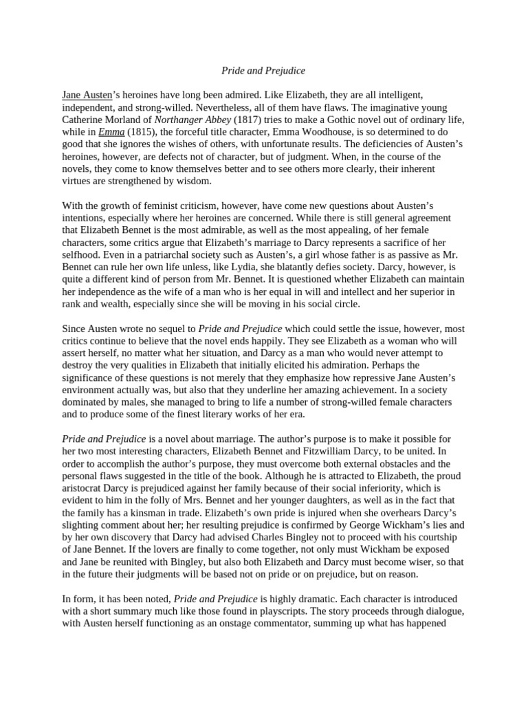 Pride and Prejudice Hand Outs | PDF | Mr. Darcy | Pride And Prejudice