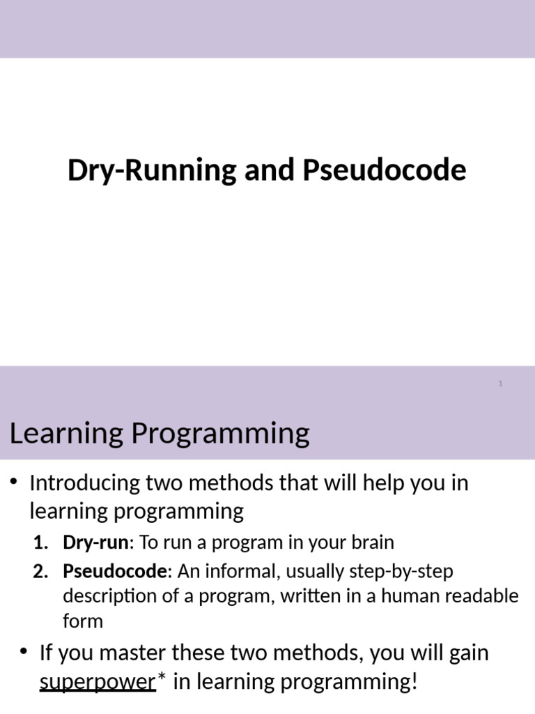 02c. Dry-Running and Pseudocode | PDF | Integer (Computer Science) | Computing
