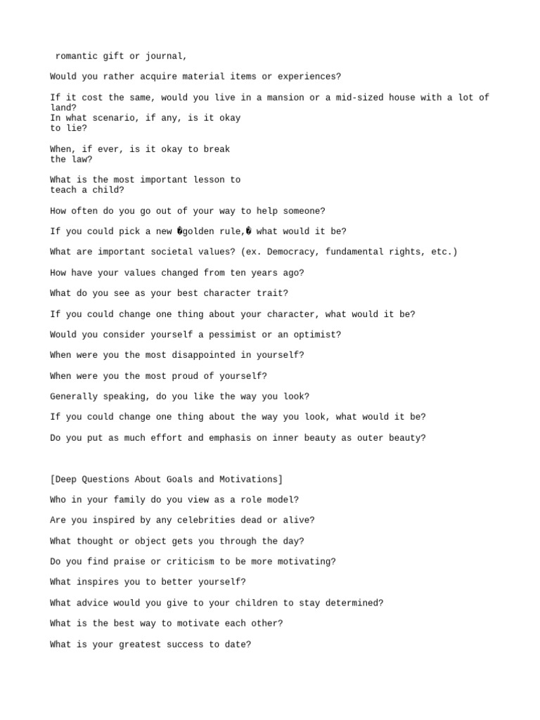 Deep Questions About Values | PDF | Social Psychology | Psychology