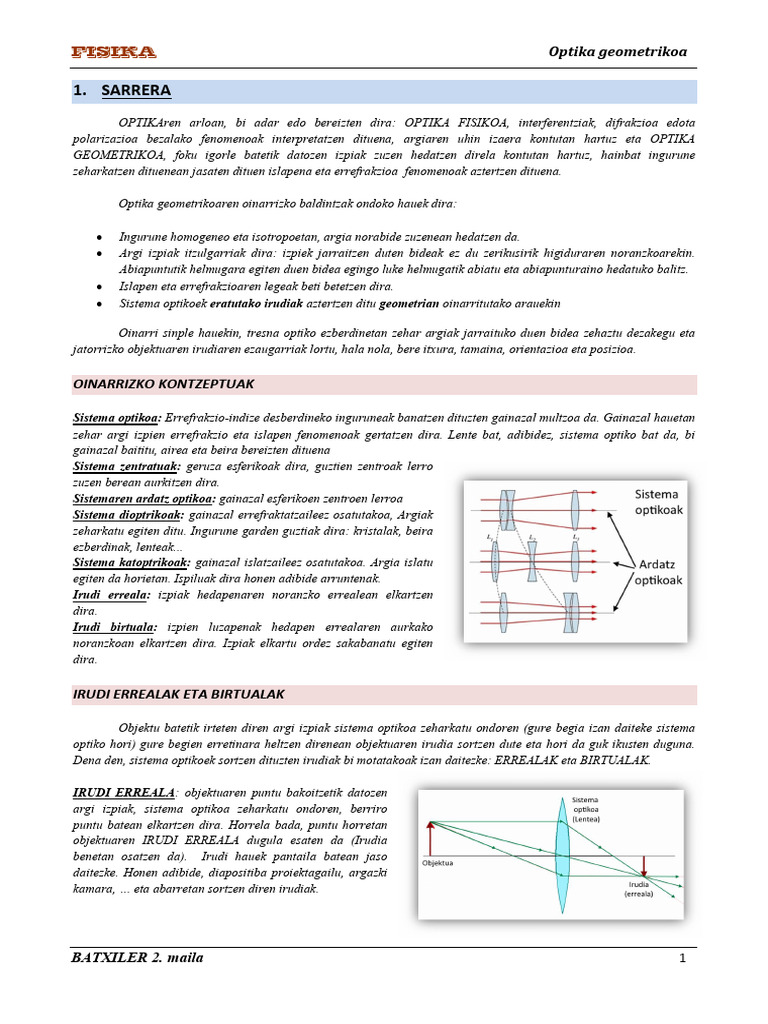Gaia06 - 01 - Optika Geometrikoa | PDF