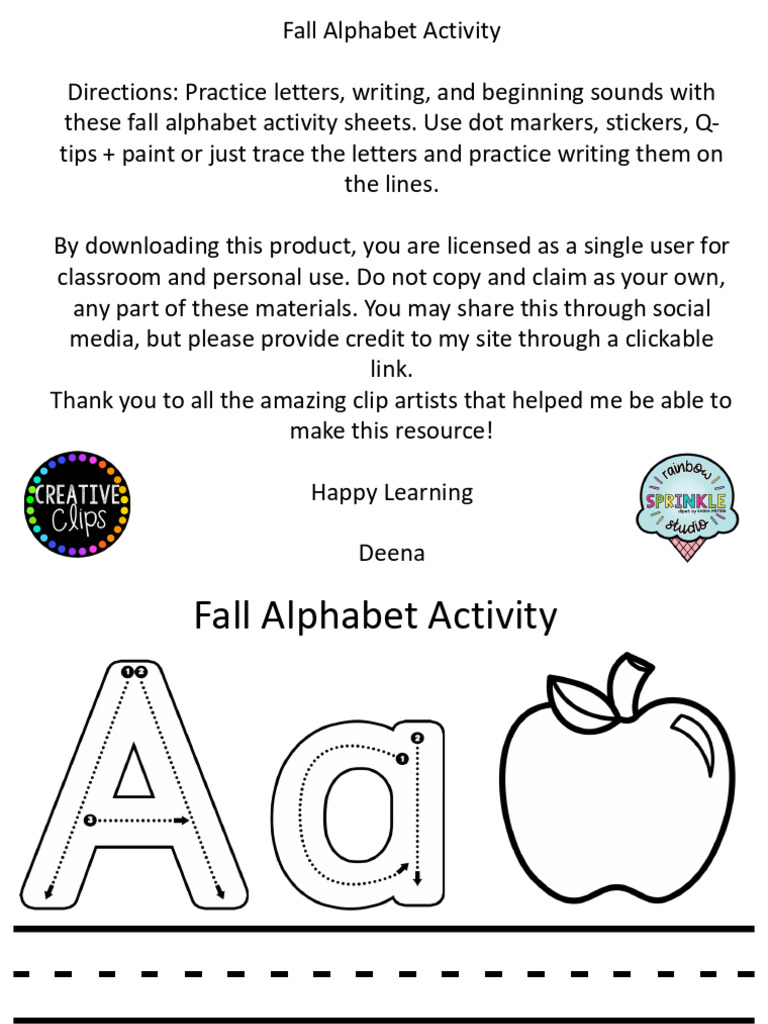 Fall Alphabet Learning Activities | PDF | Writing