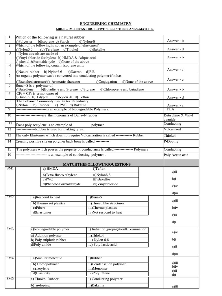 EC-MID-II-Important Objective type Questions | PDF | Lubricant | Fuels EC-MID-II-Important Objective type Questions | PDF | Lubricant | Fuels