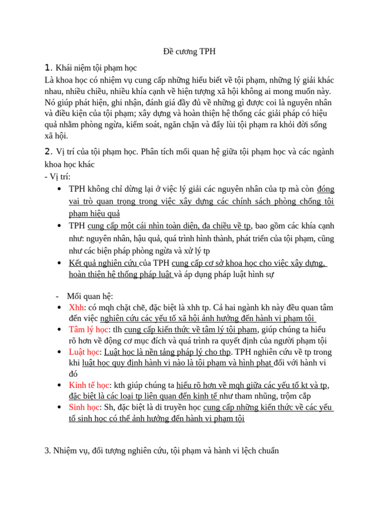 Đề cương TPH | PDF