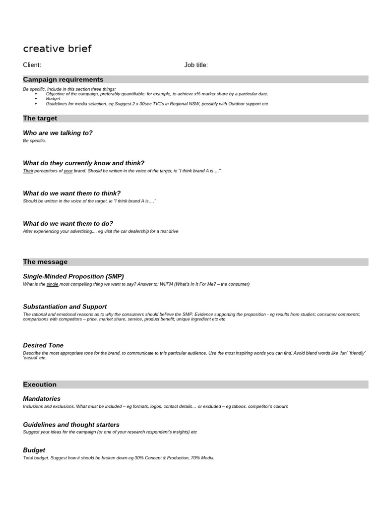 Creative Brief Template | PDF