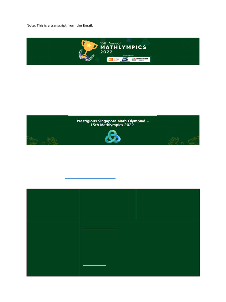 15th Annual Mathlympics 2022 | PDF | Numbers | Mathematics