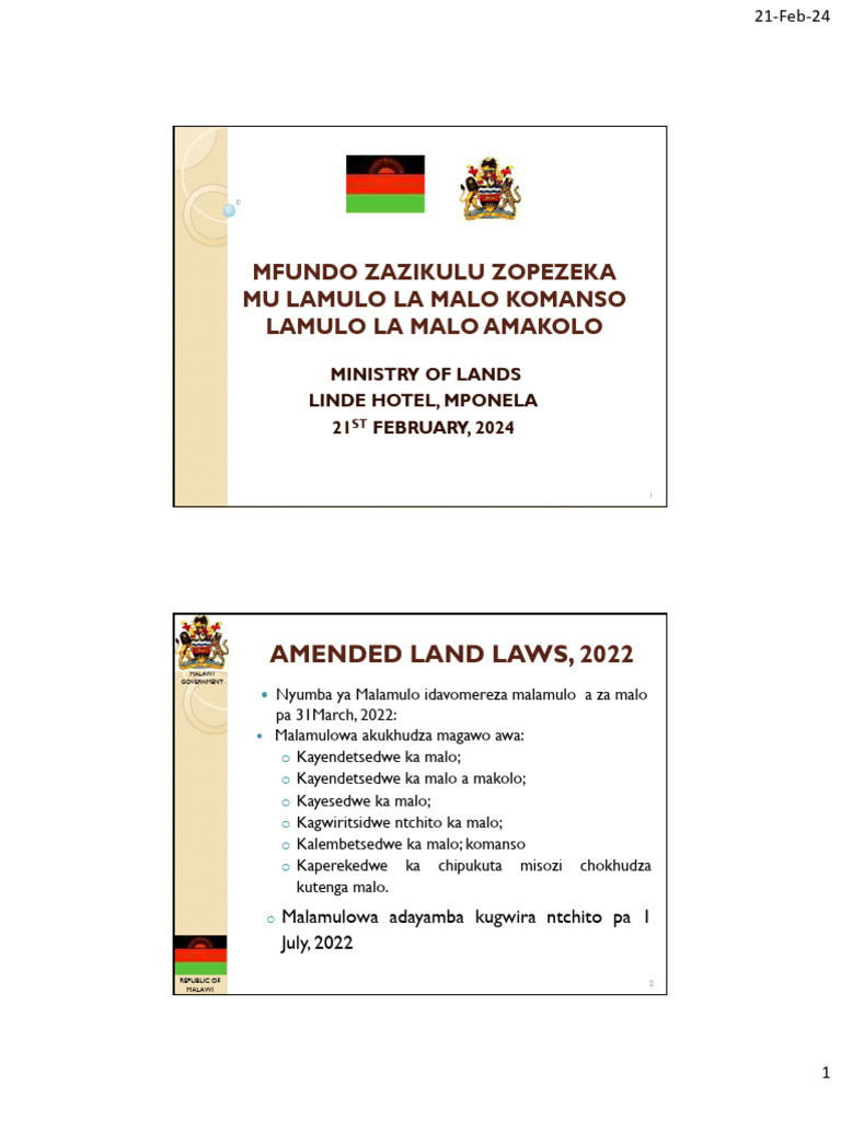 Mfundo Za Mmalamulo A Za Malo For Tas Mponela 21 February 2024 | PDF