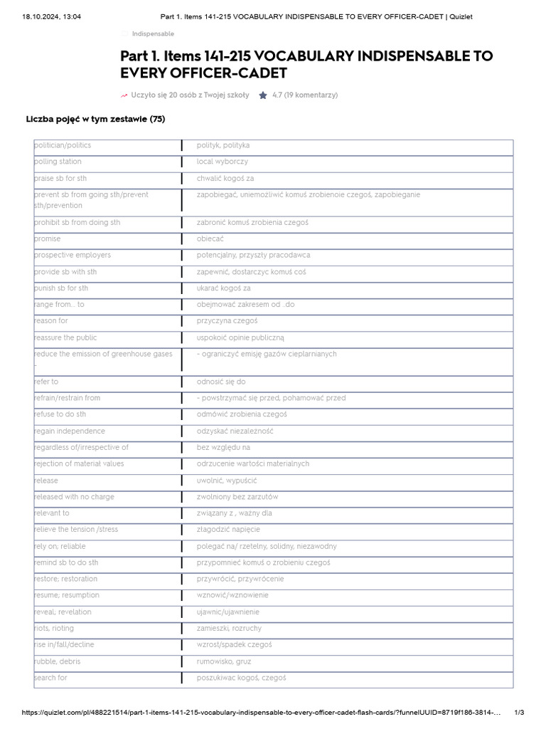 Part 1. Items 141-215 Vocabulary Indispensable To Every Officer-Cadet ...
