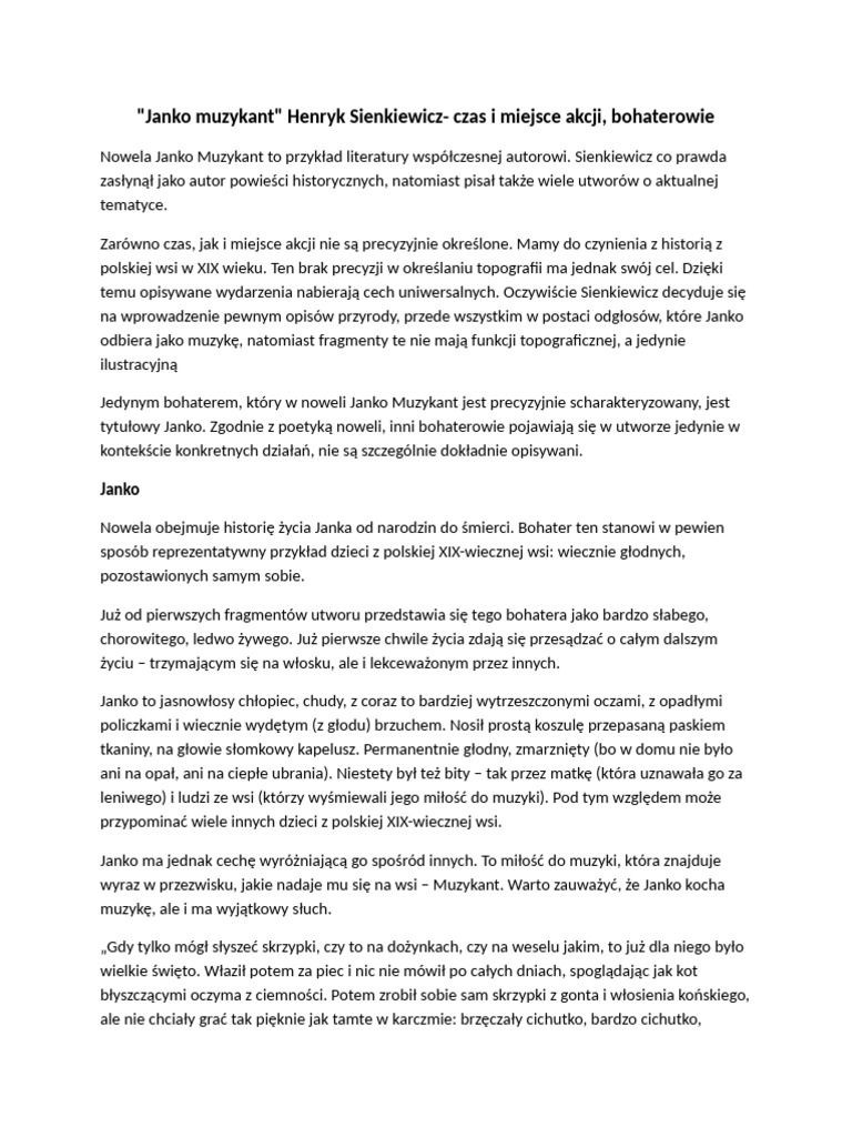 Janko Muzykant - Bohaterowie | PDF