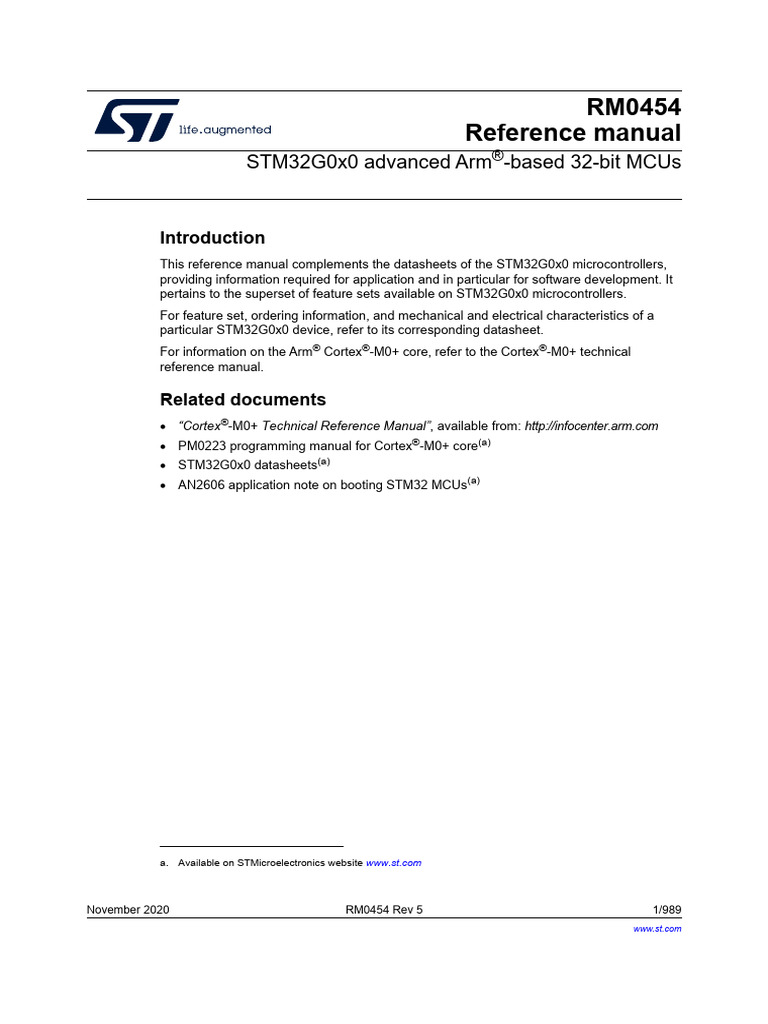 Rm0454 Stm32g0x0 Advanced Armbased 32bit Mcus Stmicroelectronics | PDF | Analog To Digital ...