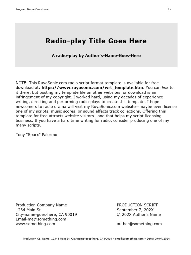 Radio Drama Script Template | PDF | Computer File | Microsoft Word