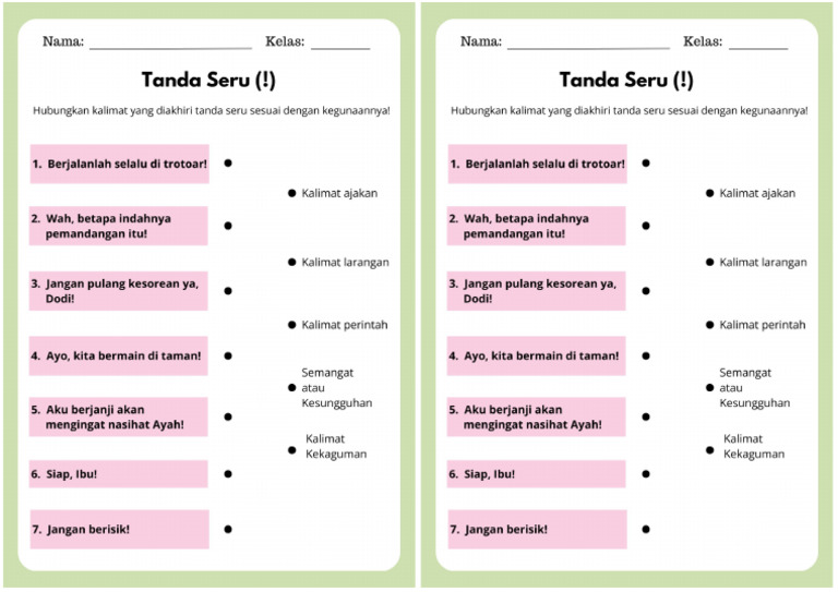 Penggunaan Tanda Seru Kelas 2 | PDF