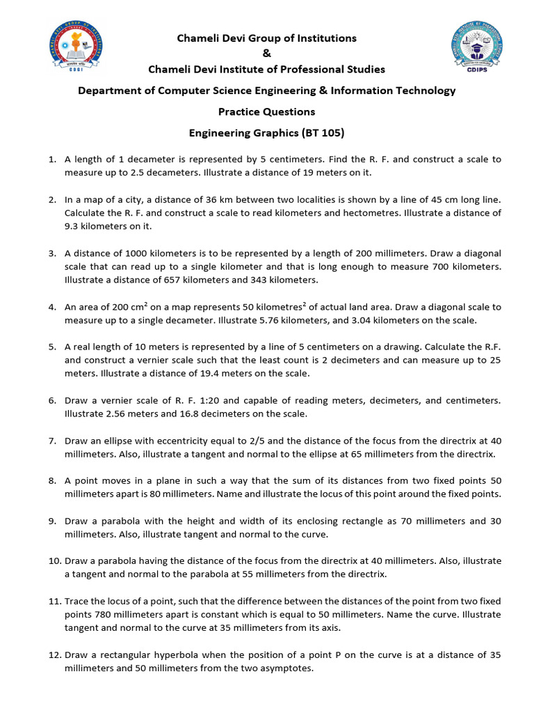 18bd348d688e4ee8a751e8234e9f742b Engineering Graphics (BT 105) Practice Questions MST-I | PDF ...