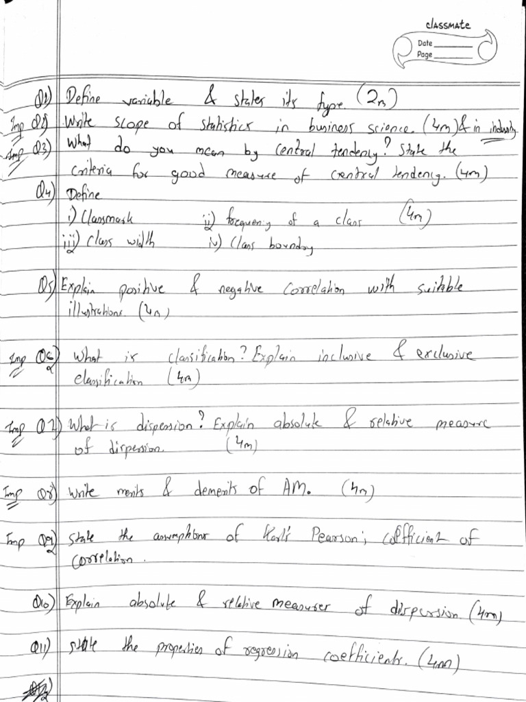 Statistics imp questions | PDF