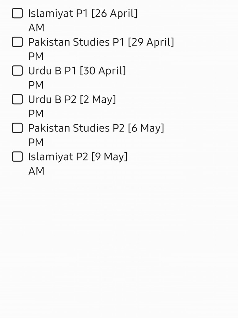 CAIE Paper TimeTable | PDF