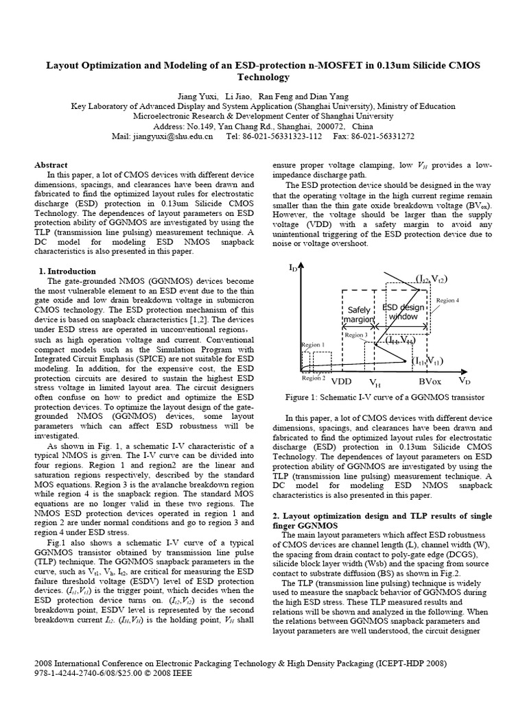 Layout Optimization and Modeling of An ESD-protection n-MOSFET in 0.13um Silicide CMOS ...