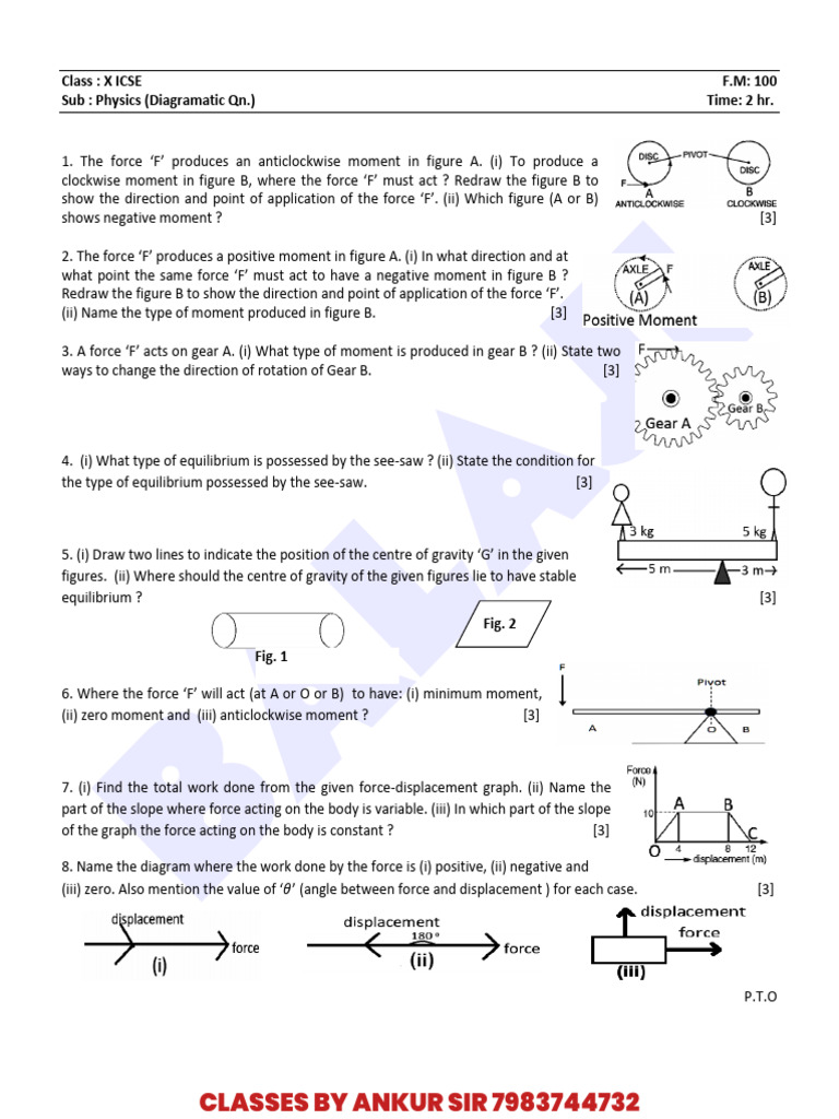 Physics Diagrammatic Questions for ICSE X | PDF | Refraction | Force