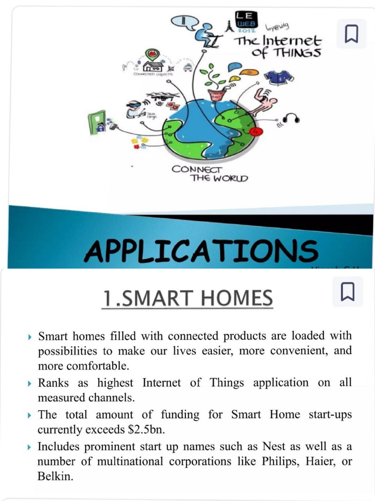 Applications of Iot | PDF | Internet Of Things | Home Automation