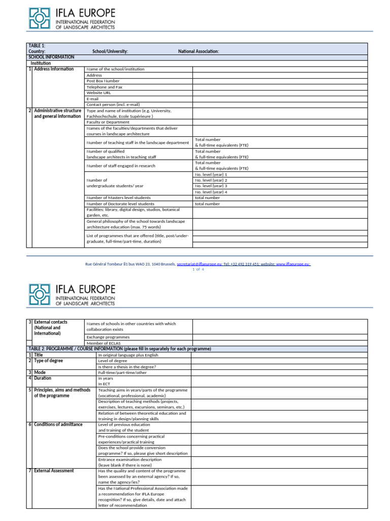 E4 IFLA Europe Schools Check List V2021 | PDF