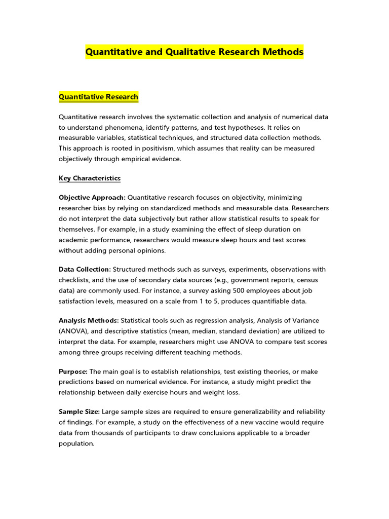 Quantitative and Qualitative Research Methods | PDF | Quantitative Research | Statistics