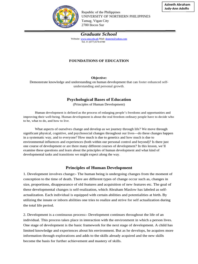 Principles of Human Development | PDF | Behavior | Happiness